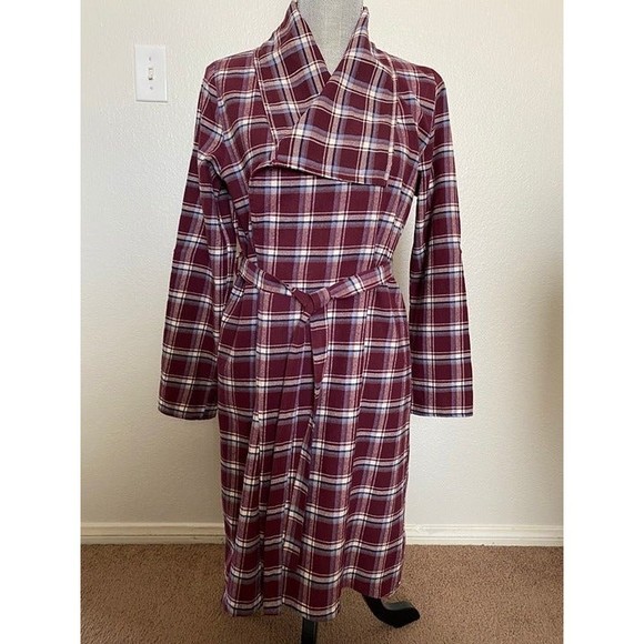 Active USA | Dresses | Active Usa Plaid Flannel Wrap Belted Trench ...